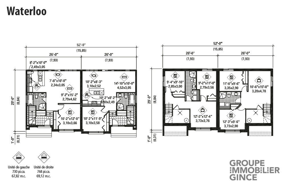 Modèle Waterloo – Maison jumelée – Groupe Immobilier Gince